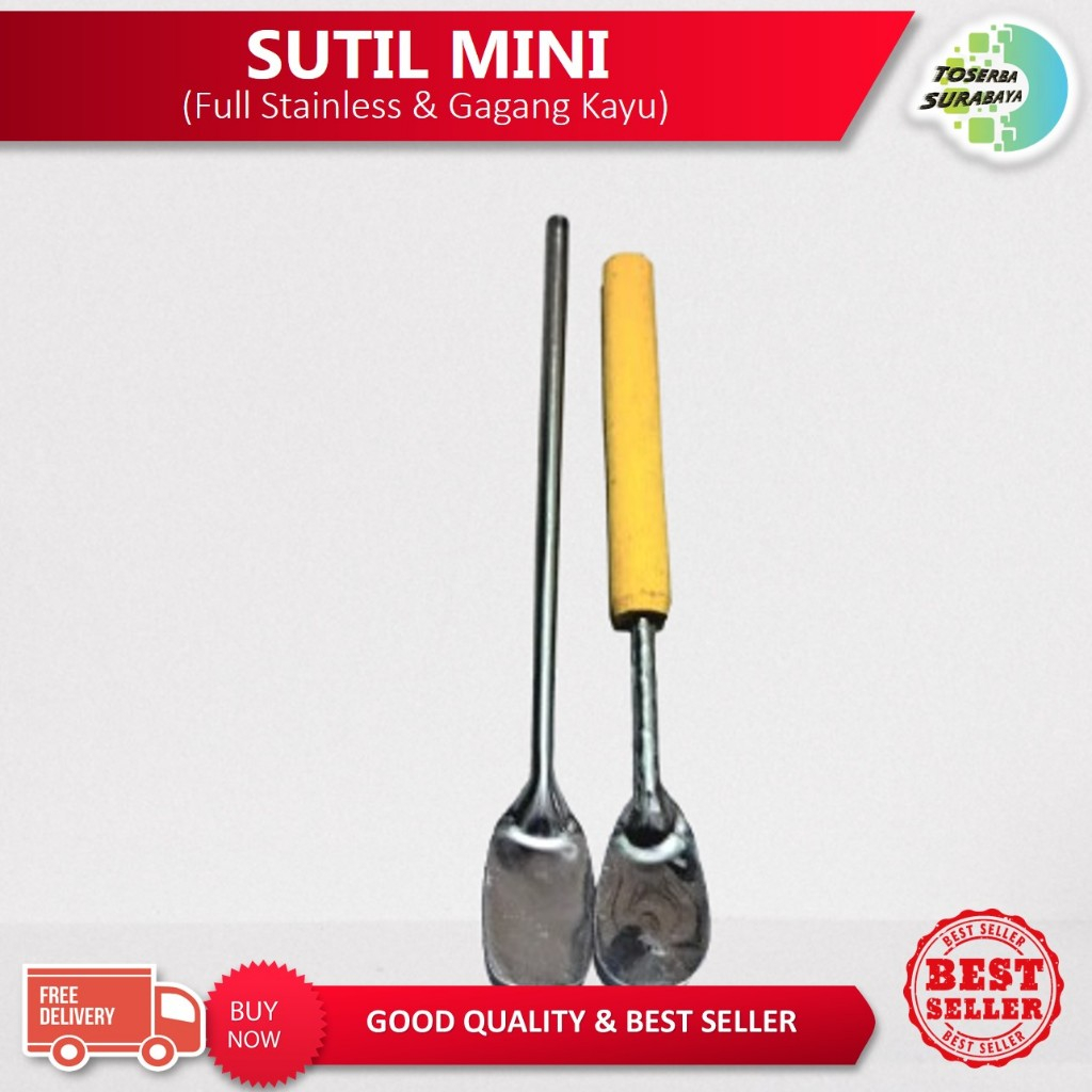 Jual SUTIL MINI Gagang Kayu & Stainless Steel / Sodet Kecil / Spatula ...