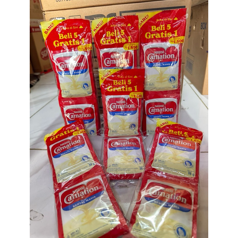 Jual Carnation Krimer Kental Manis SACHET 38gr 5 FREE 1 (isi 6pcs) SKM ...