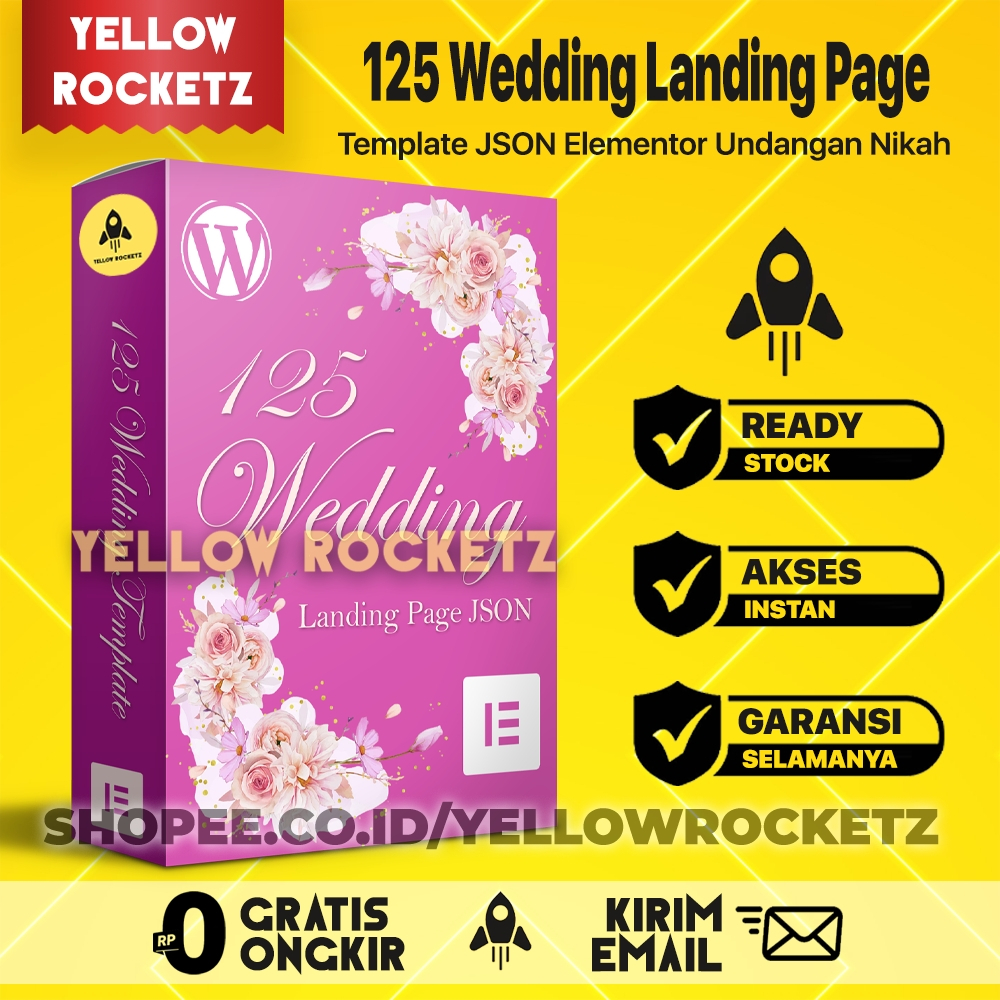 Jual 125 WEDDING LANDINGPAGE JSON Elementor - Template Website Undangan Pernikahan Wordpress ...