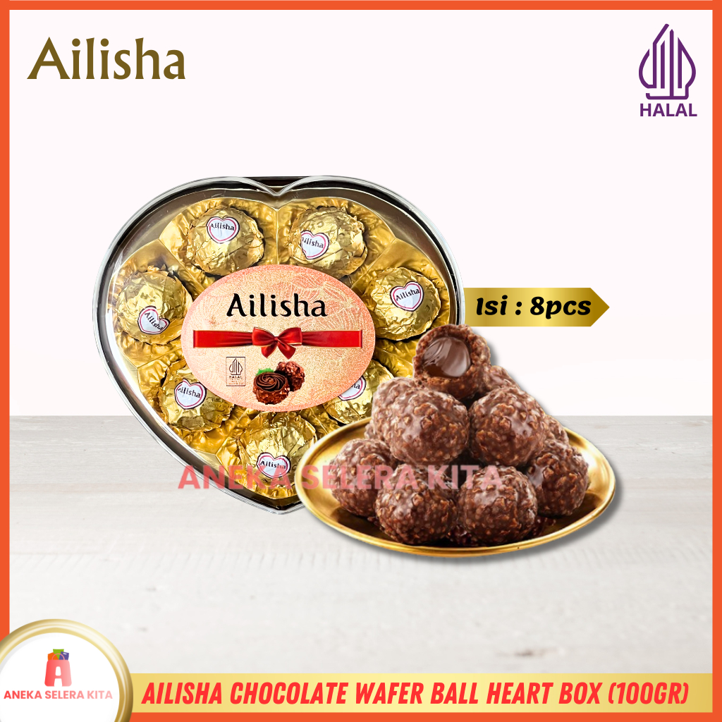 Jual Ailisha Chocolate Wafer Ball Heart Shape Box 37,5gr & 100gr ...