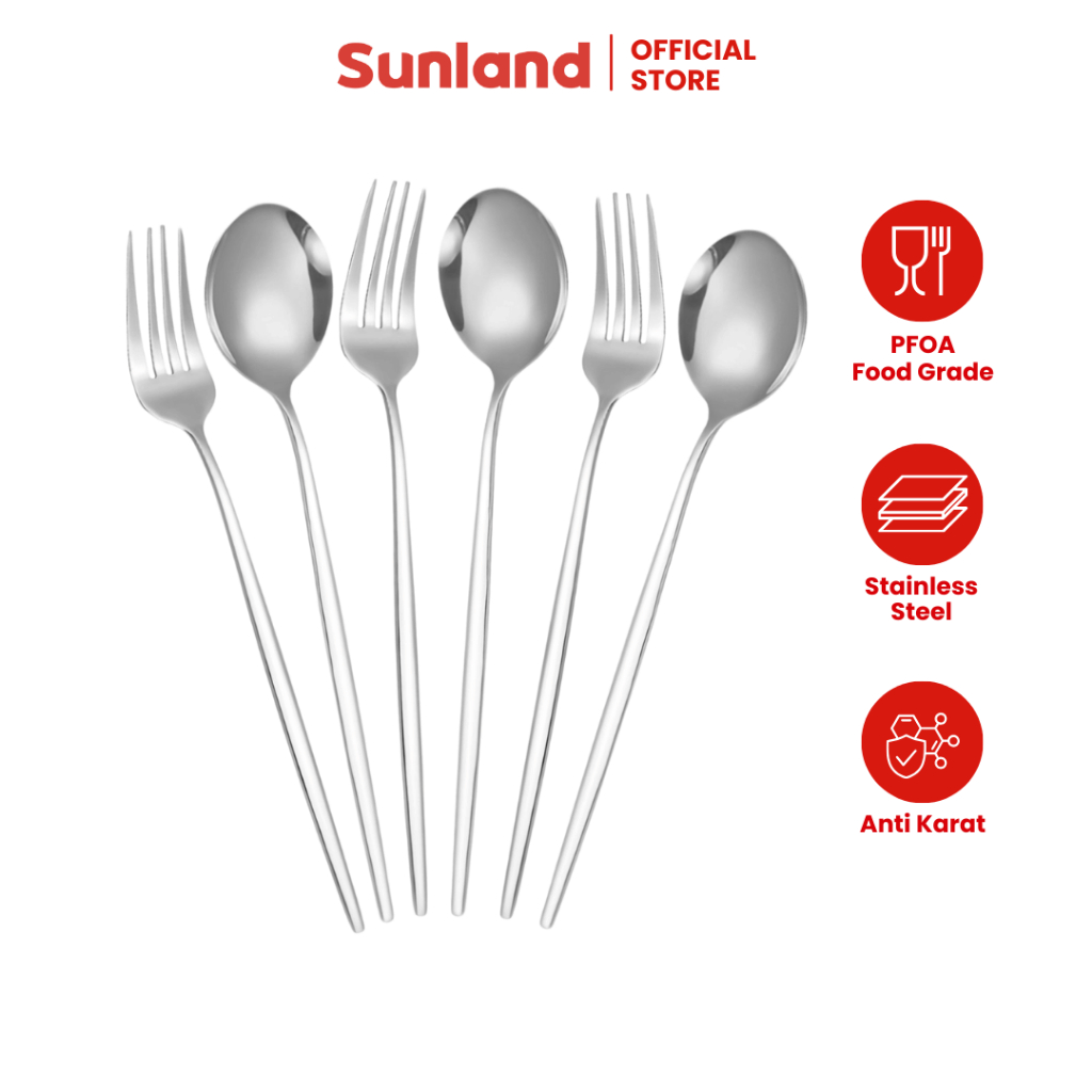 Jual SUNLAND Set Alat Makan Hotel 6 Pcs Stainless Steel Korea /Sendok ...
