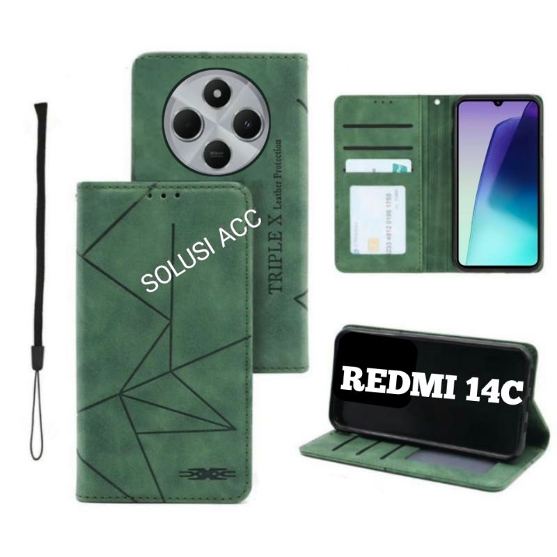 Jual CASE REDMI 14C FLIP COVER WALLET SARUNG HP CASING DOMPET LEATHER ...