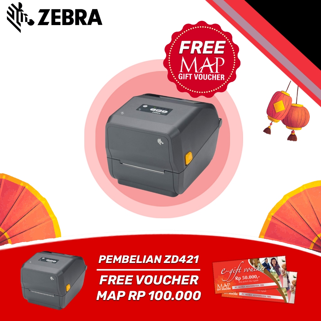 Jual Zebra ZD421 Thermal Transfer Label Desktop Printer (ZD4A042 ...