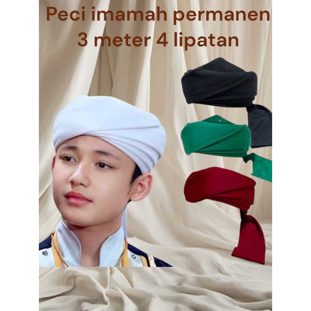 Jual PECI IMAMAH PERMANEN ANAK SAMPAI DEWASA SORBAN PERMANEN 3 METER 4 LIPATAN | Shopee Indonesia