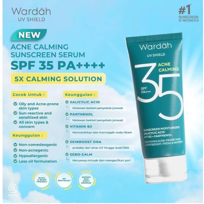 Jual Wardah UV Shield Acne Calming Sunscreen Moisturizer SPF 35 PA ...