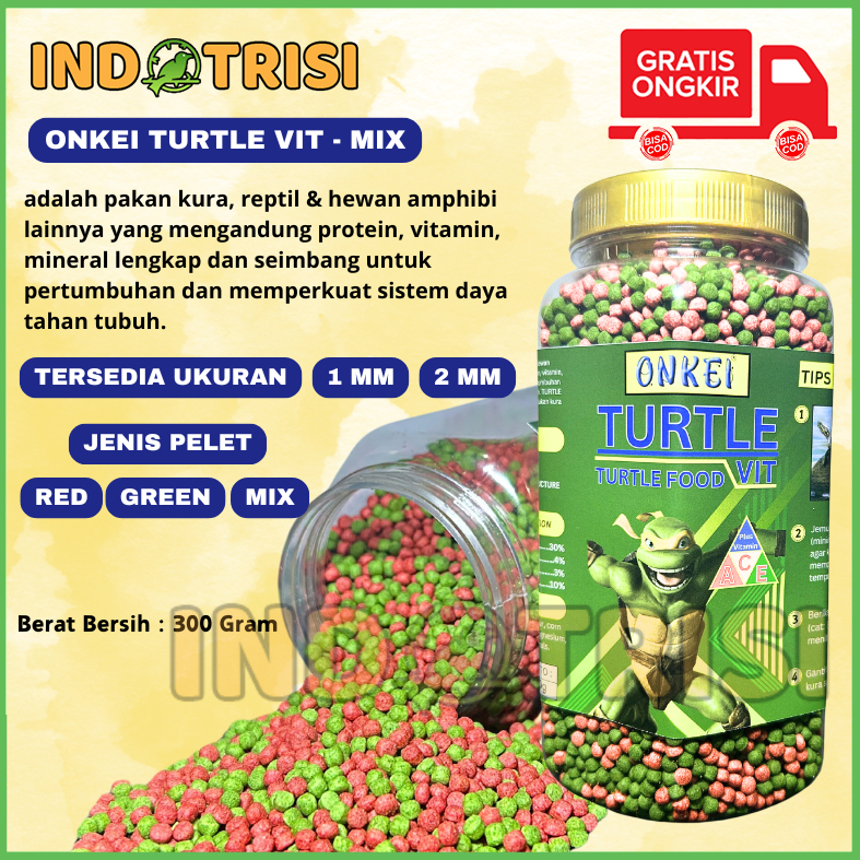 Jual Onkei Turtle Vit 300 Gram Pakan Kura Kura Brazil Pelet Kura Kura ...