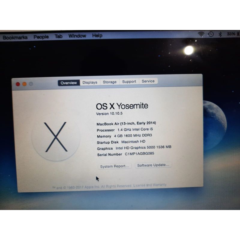 Jual Laptop MacBook Air Apple OS X Yosemite (13-inch Early 2014) | Shopee Indonesia