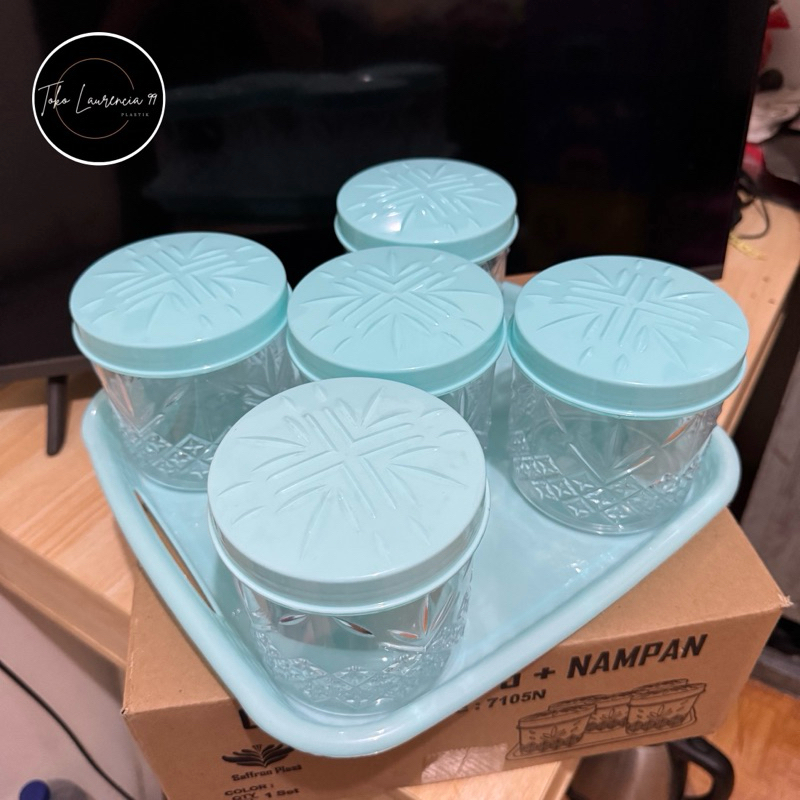 Jual Toples set isi 5 drat / toples set + nampan / toples clover set ...