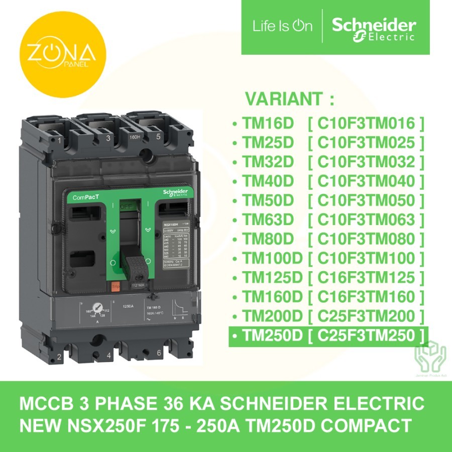Jual MCCB NEW NSX250F SCHNEIDER 3P 250A 36KA TMD COMPACT C25F3TM250 | Shopee Indonesia