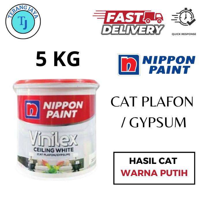 Jual CAT PLAFON/CAT GIPSUM VINILEX CEILING WHITE 5 KG - NIPPON PAINT ...