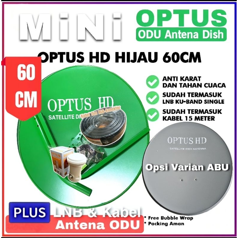 Jual Optus ODU Antena Parabola 60cm mini Solid lengkap LNB kabel lnbf ...
