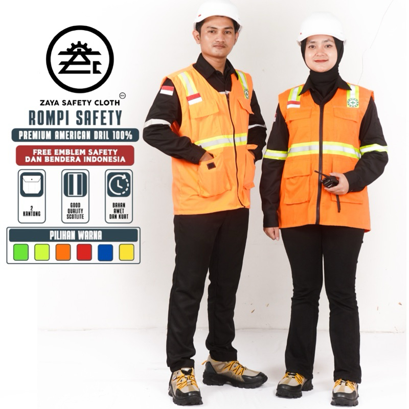 Jual ZAYA SAFETY [ FREE LOGO SAFETY & BENDERA ] Rompi Safety, Rompi ...