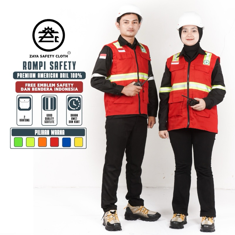 Jual ZAYA SAFETY [ FREE LOGO SAFETY & BENDERA ] Rompi Safety, Rompi ...