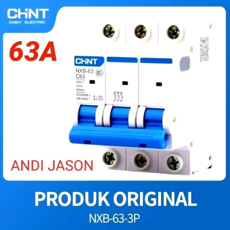 Jual MCB 3PHASE 63A CHINT NXB-63 3P C63 6KA MCB 3 PAS AC 220V~480V | Shopee Indonesia