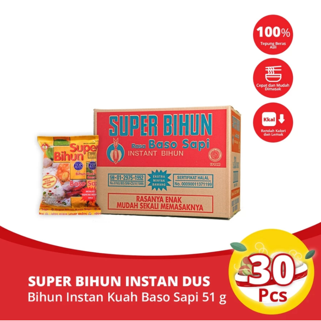 Jual Super Bihun Kuah Rasa Baso Sapi (1 dus isi 30 pcs) | Shopee Indonesia