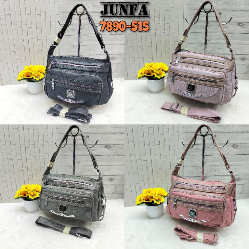 Jual Tas wanita selempang junfa 7890-515 bahan kain nilon | Shopee Indonesia