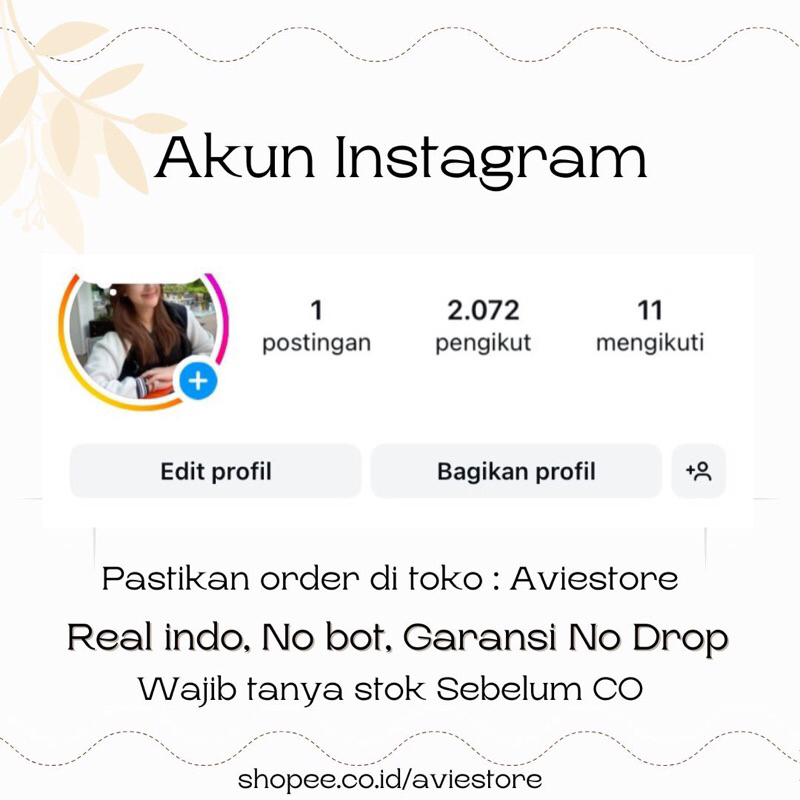 Jual JUAL AKUN INSTAGRAM REAL INDO | Shopee Indonesia