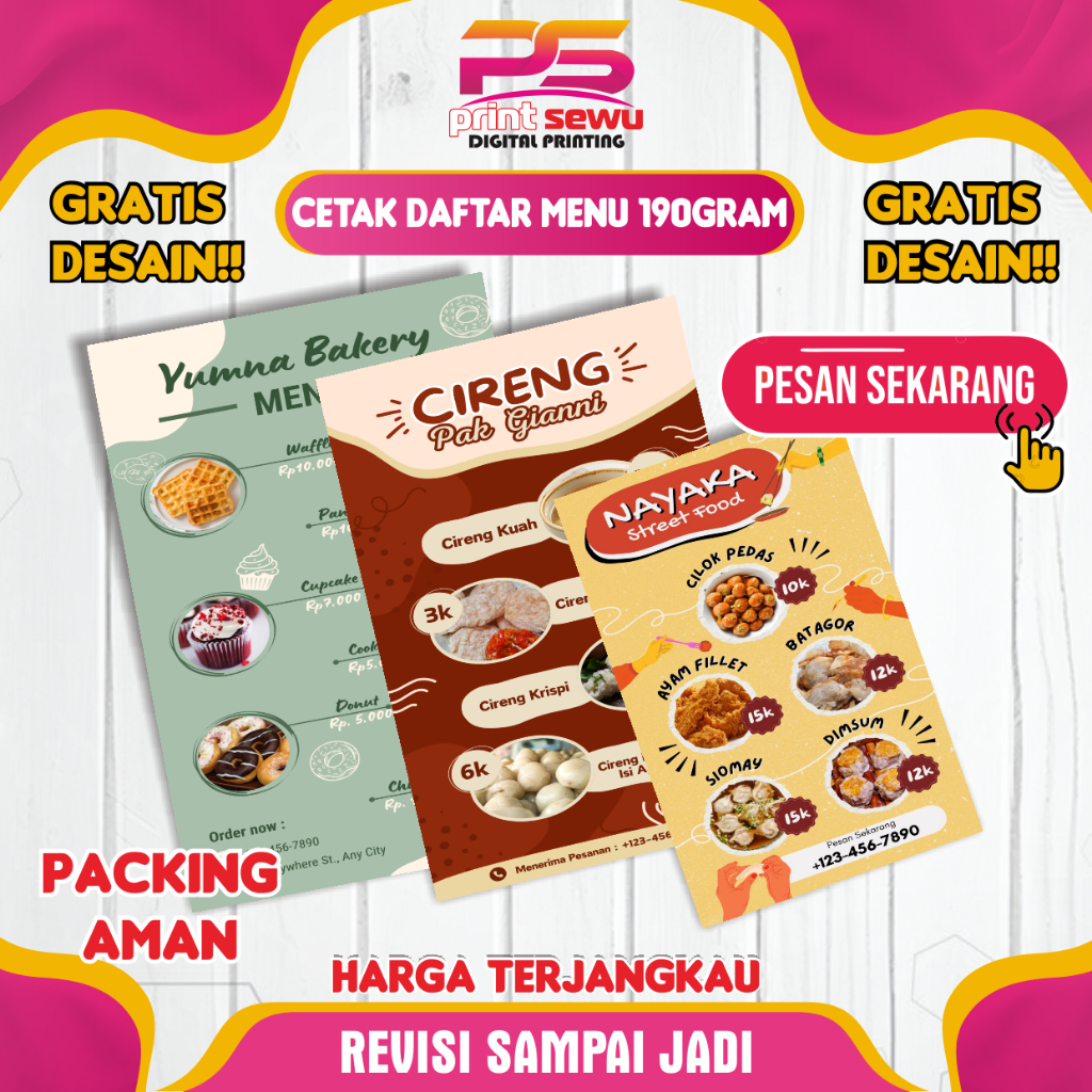 Jual CETAK DAFTAR MENU 190GRAM | BISA REQUEST DESAIN (PRINT MENU ...