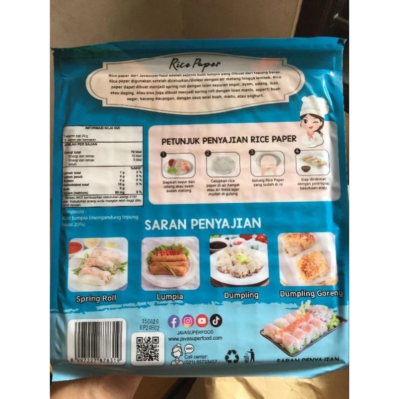 Jual RICE PAPPER KOTAK ISI 10 LEMBAR - RICE PAPER ROLL HALAL - JAVA ...