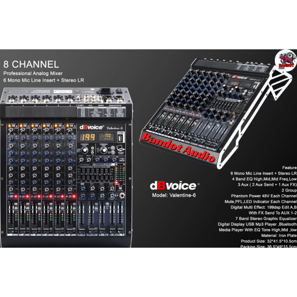 Jual Mixer Audio DB VOICE Valentine 6 8 Channel Usb bluetooth Original ...