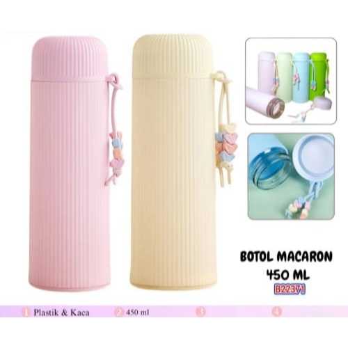 Jual (WM) BOTOL MACARON 450ML/BOTOL MINUM/BOTOL POLOS/BOTOL KACA | Shopee Indonesia