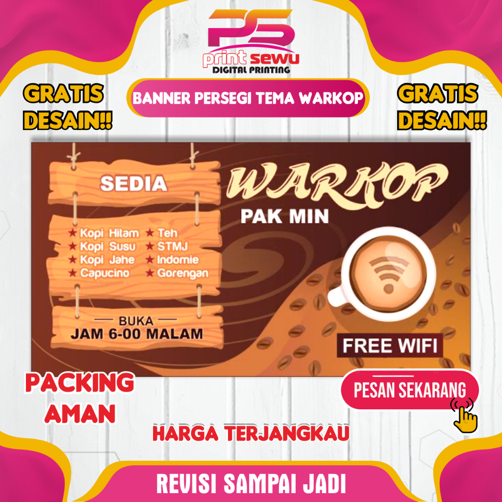 Jual CETAK BANNER/SPANDUK TEMA WARKOP | BANNER CUSTOM | BANNER PERSEGI ...