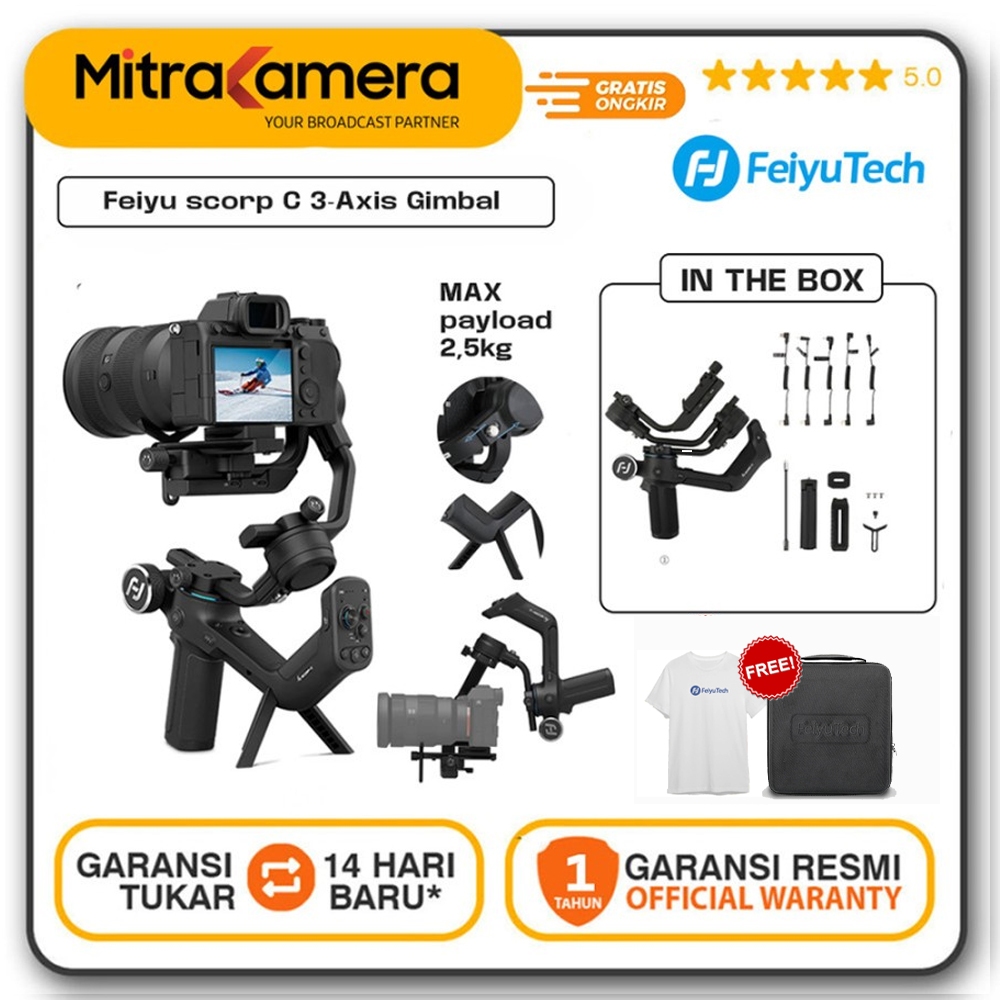 Jual Feiyu SCORP-C 3 Axis Handheld Gimbal Stabilizer Garansi Resmi | Shopee Indonesia