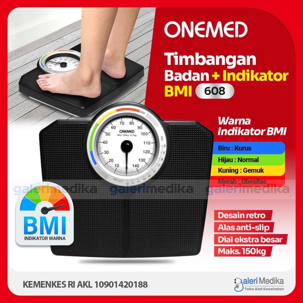 Jual Timbangan Badan Manual Onemed 608 + Indikator BMI / Timbangan ...