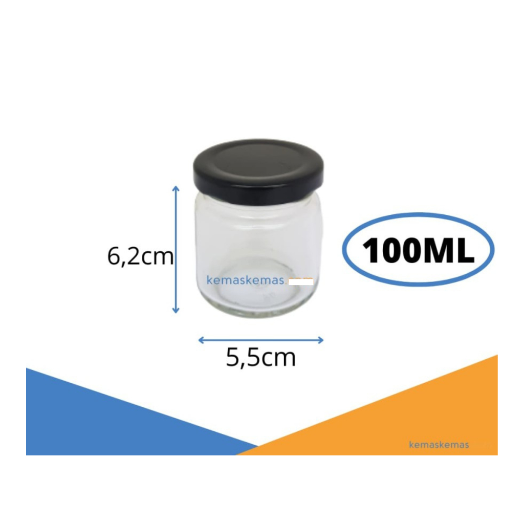 Jual 100ml Botol Toples Kaca Round Cap Jar Kaca Bulat + Tutup | Shopee ...