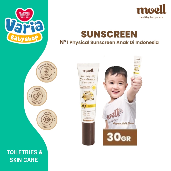 Jual Moell Sunscreen Anak & Bayi SPF 50+ (PA++++) 30gr / Physical ...