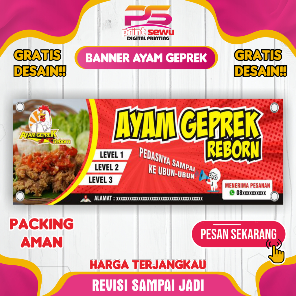 Jual CETAK BANNER/SPANDUK AYAM GEPREK/FRIED CHICKEN | BANNER CUSTOM ...