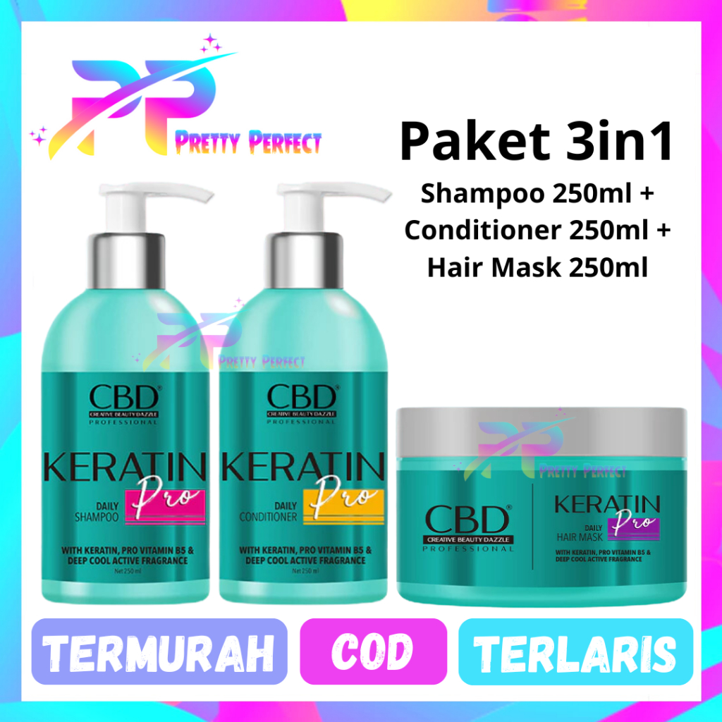 Jual CBD Keratin Pro Paket 3 in 1 Hair Mask + Shampoo + Conditioner ...