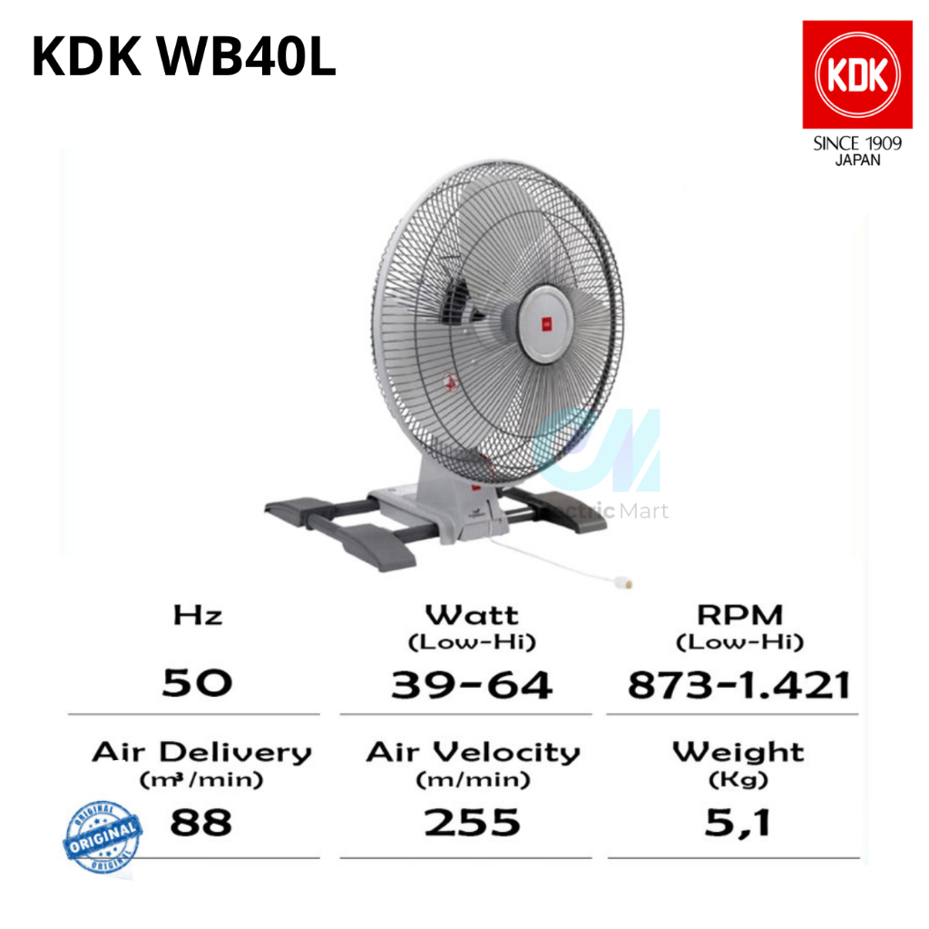 Jual KDK Wall Fan & Floor Fan 16 Inch WB40L Kipas Angin 2 in 1 Dinding ...