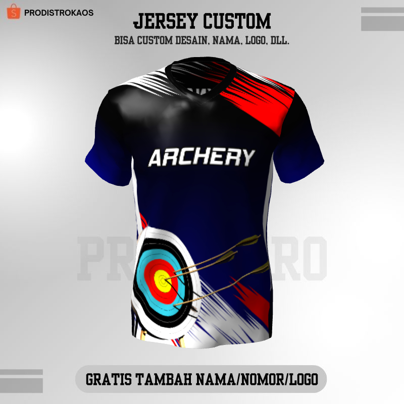 Jual Kaos Jersey Panahan Hitam Biru Merah Putih Motif Abstrak 88 ...