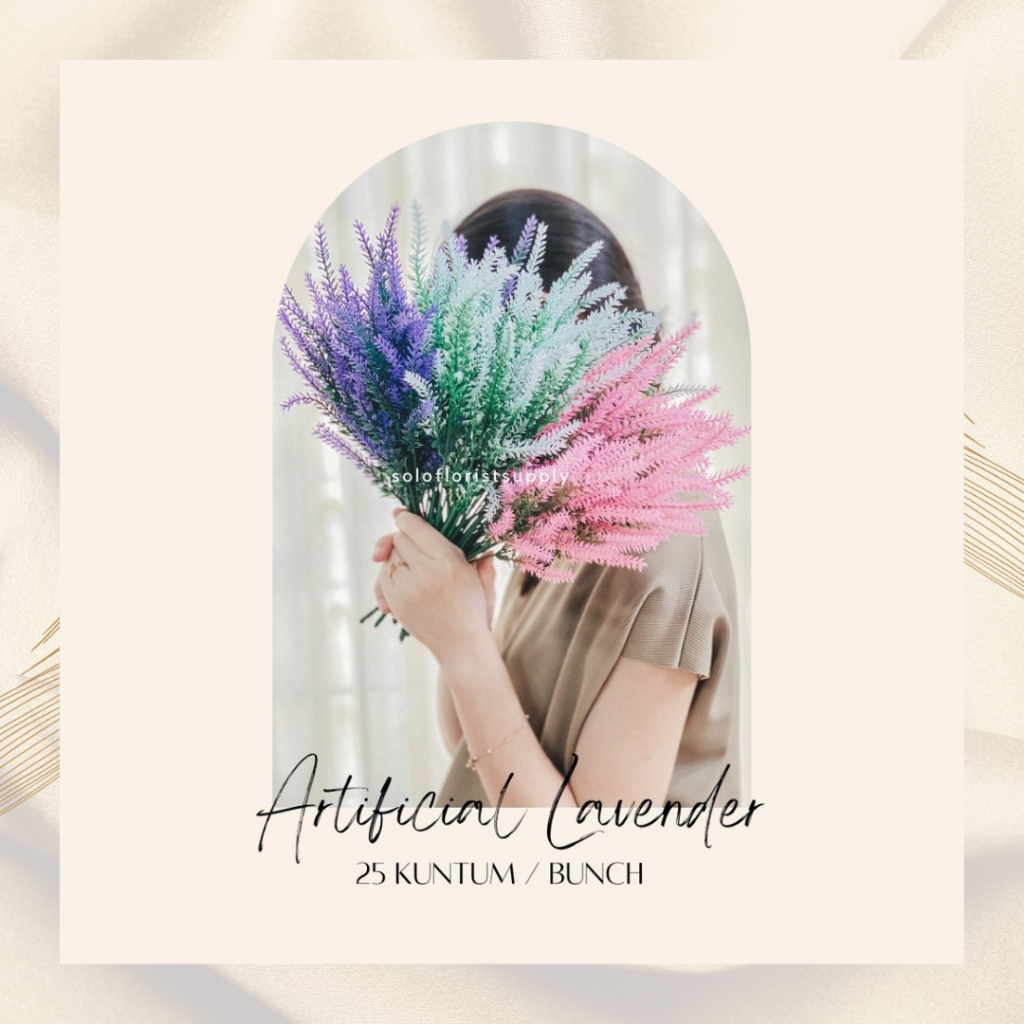 Jual 25 LAVENDER ARTIFICIAL 5 CABANG/bunch BUNGA LAVENDER SNOWY PLASTIK ...