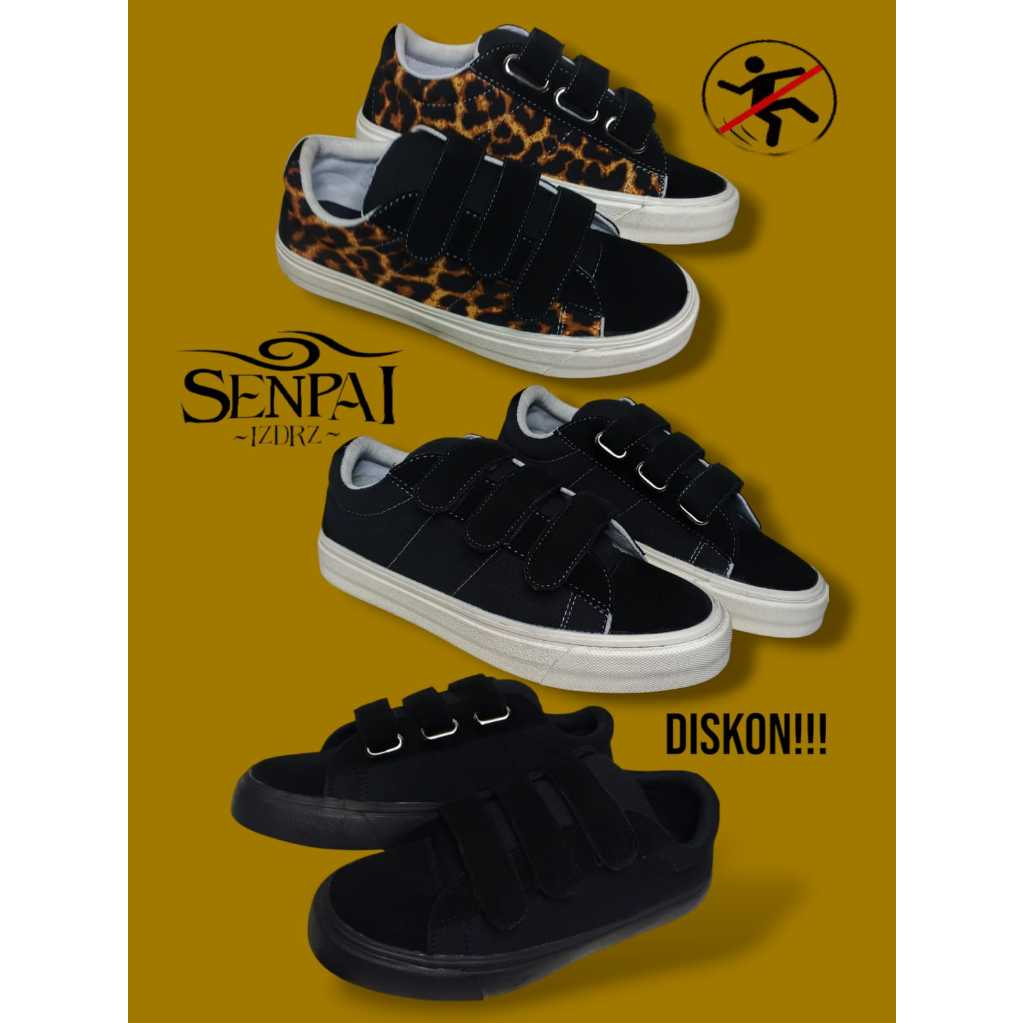 Jual Senpai Local Official - Sepatu Bigfat Velcro Quality Black White ...