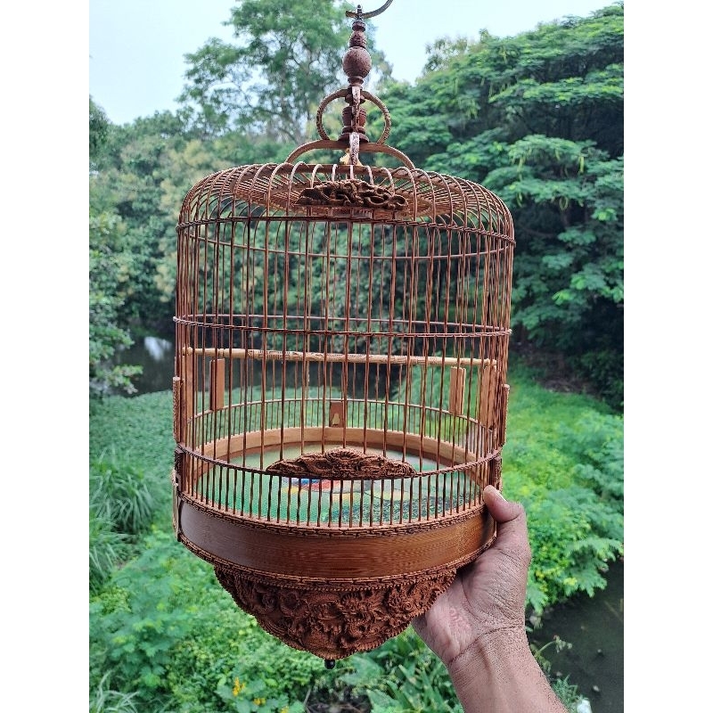 Jual sangkar ukir bambu ori vietnam diameter 30cm | Shopee Indonesia