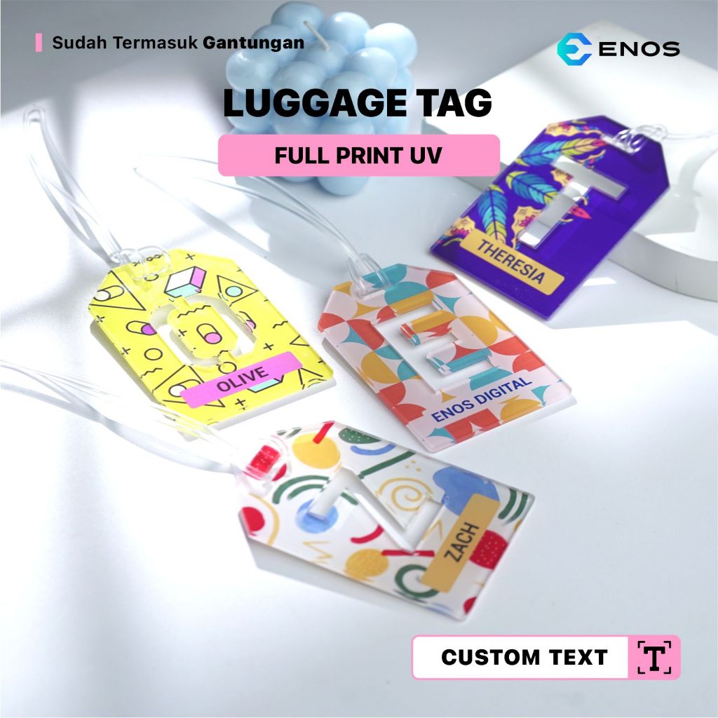 Jual LUGGAGE BAG TAG CUSTOM NAMA AKRILIK PRINT UV / GANTUNGAN KOPER TAS ...
