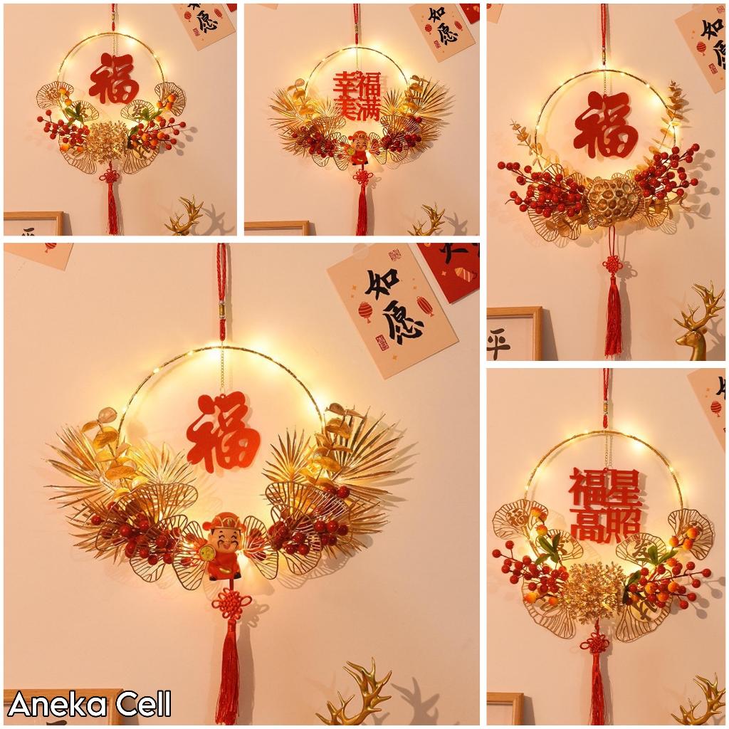 Jual Hiasan Gantungan Imlek Fu Hoki Karangan Bunga Cherry Blossom Ceri ...