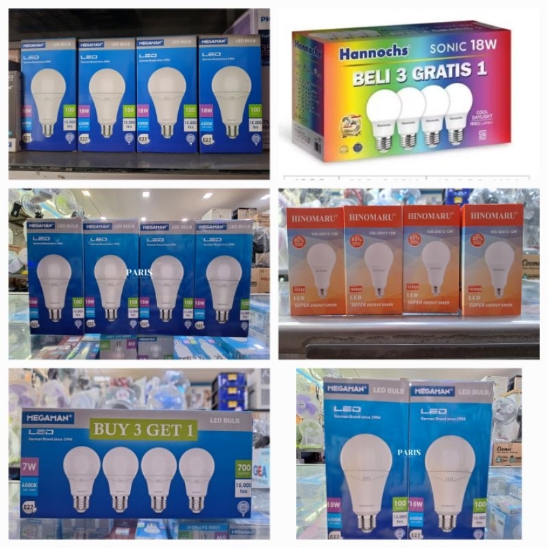 Jual [4 PC] MEGAMAN LAMPU LED A BULB 7W 12W 15W 18W | Shopee Indonesia