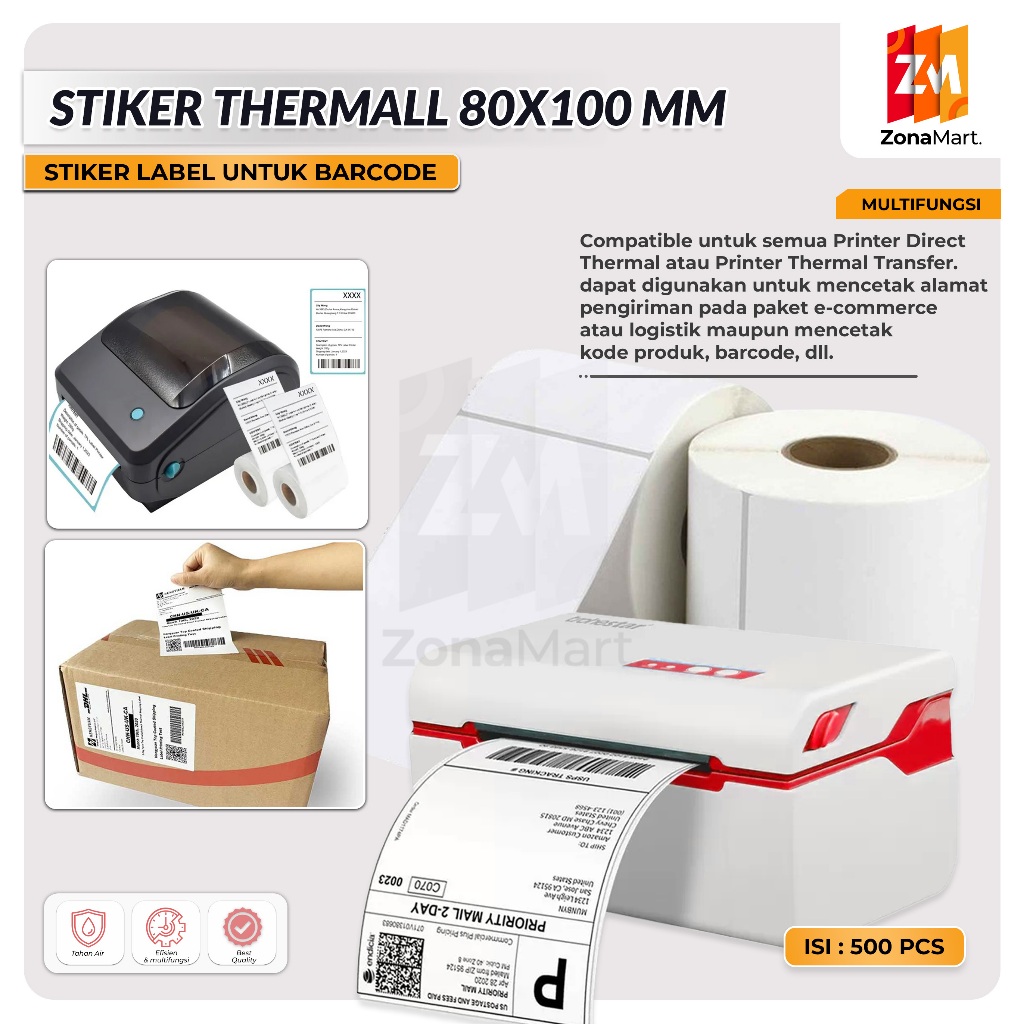 Jual LABEL THERMAL 80 X 100 mm KERTAS STICKER DIRECT THERMAL 80x100 mm | Shopee Indonesia