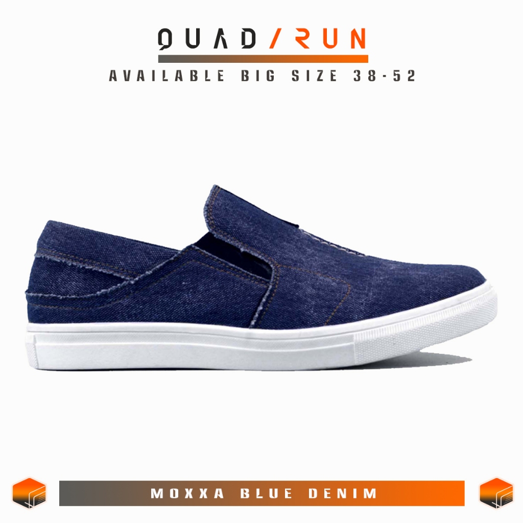 Jual QUADRUN Footwear - Moxxa Blue Jeans [ Sepatu Slip On Pria Kasual ...