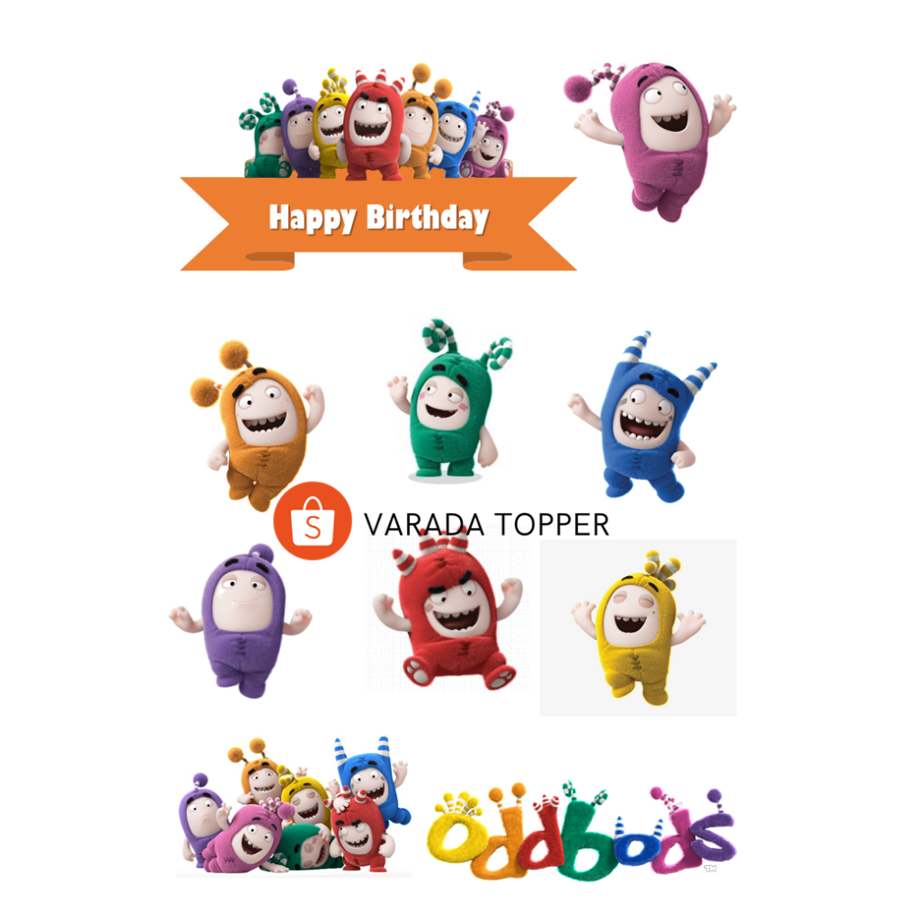 Jual ODD BODS/Topper Birthday OddBods Free Custom Nama/Hiasan Cake ...