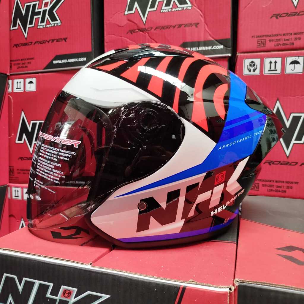 Jual HELM NHK R1 ELITE AERODYNAMIC BLACK BLUE SINGLE VISOR | Shopee Indonesia