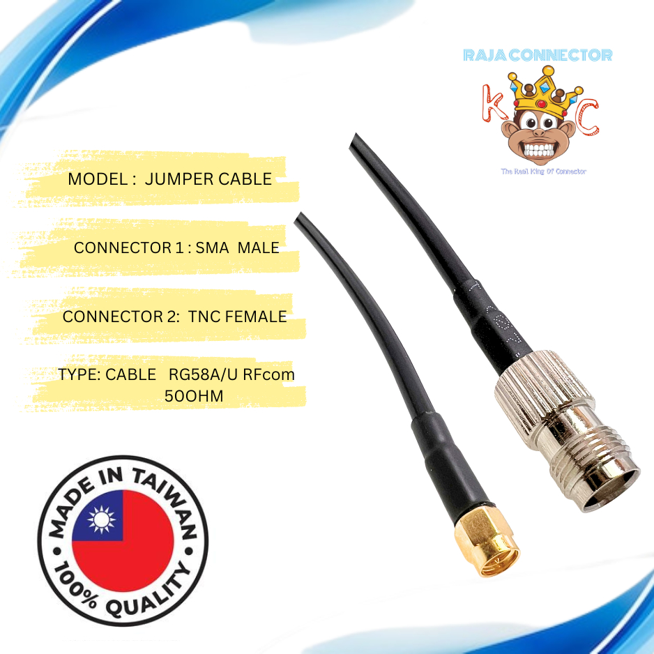 Jual KABEL JUMPER RG58 50 OHM TNC FEMALE TO SMA MALE GOOD QUALITY PANJANG 50CM | Shopee Indonesia