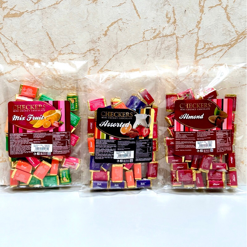 Jual Checkers Mini Chunky Chocolate Almond Fruit 300gr | Shopee Indonesia