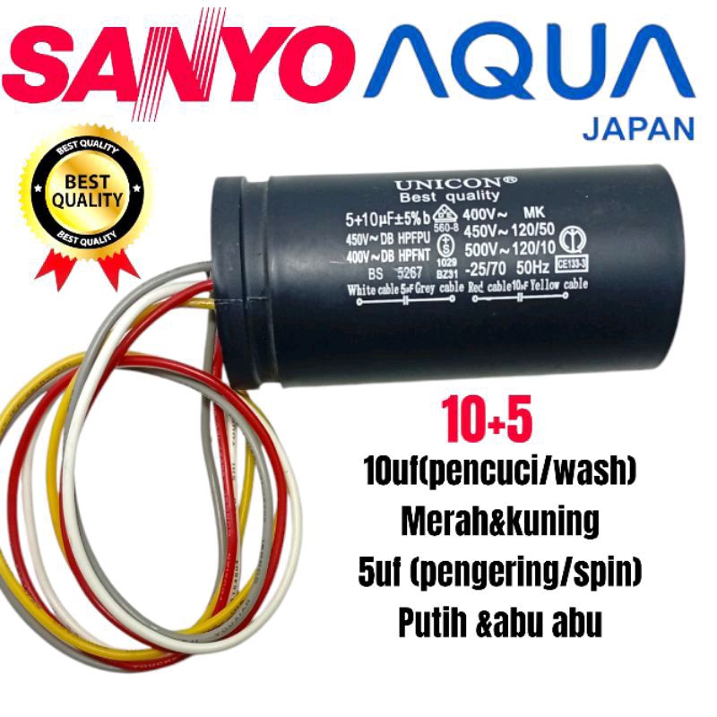 Jual KAPASITOR MESIN CUCI AQUA 2 TABUNG QW960XT | Shopee Indonesia