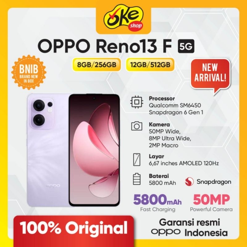 Jual Oppo Reno 13F 5G 8/256GB | 12/256GB - Garansi Resmi Oppo Indonesia | Shopee Indonesia
