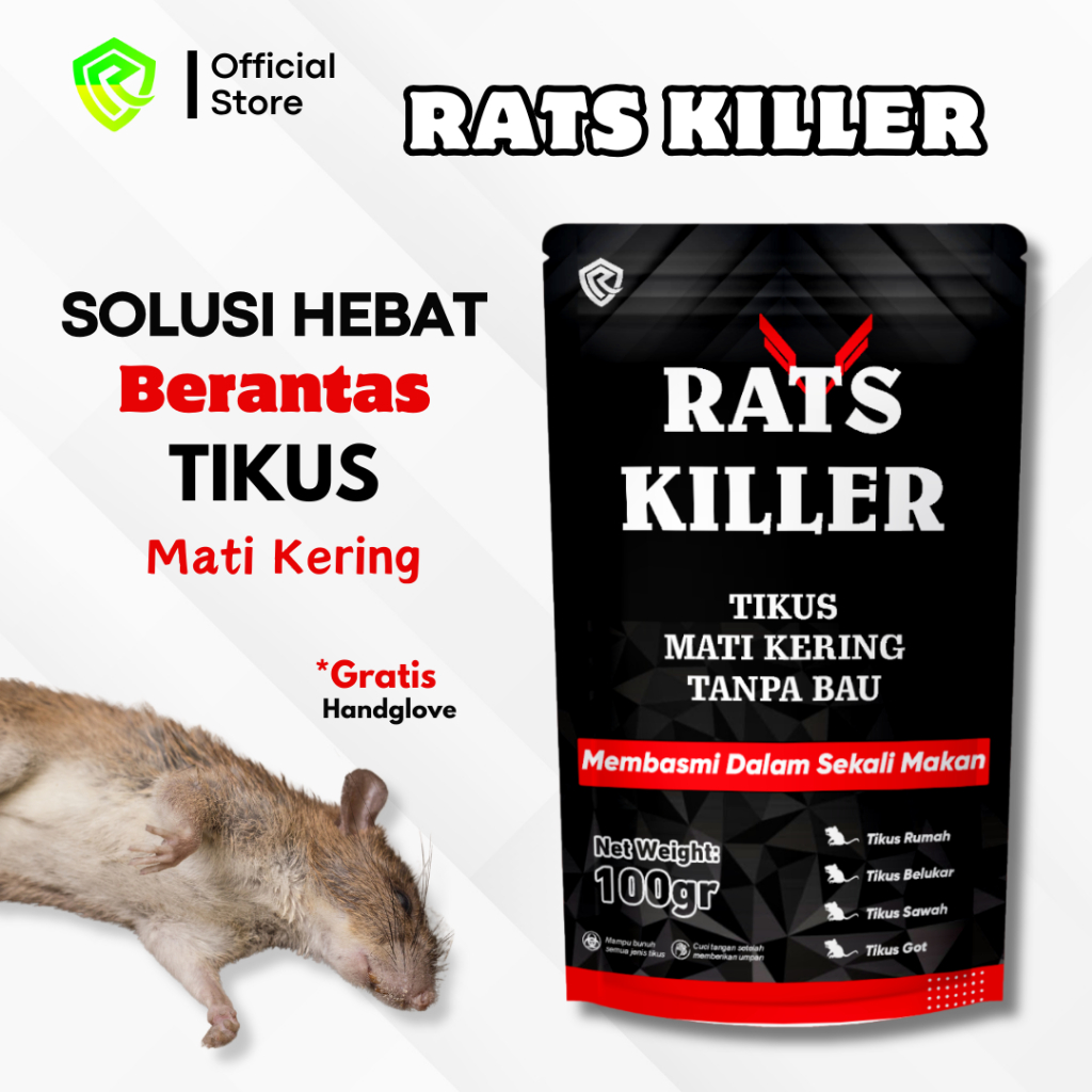 Jual RATS KILLER 100gr Racun Tikus Mati Kering, Tidak Meninggalkan Bau ...