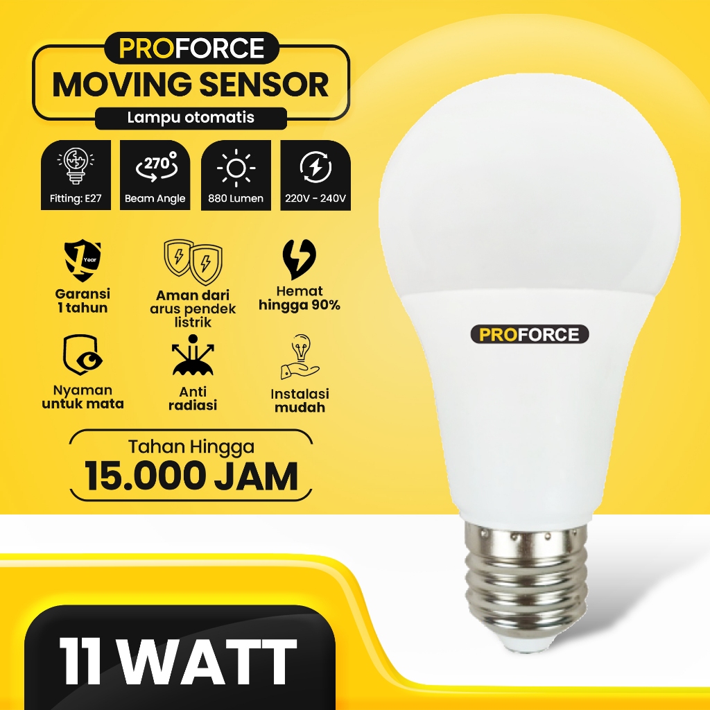 Jual Lampu LED Sensor Gerak / Motion Proforce Moving Sensor 11 Watt 880 ...